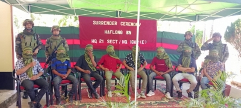 Assam: 8 Kuki militants surrender before Assam Rifles at Haflong