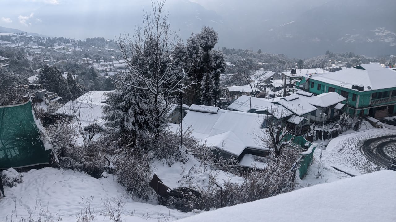 In photos: Temperatures dip as Tawang in Arunachal Pradesh receive snowfall