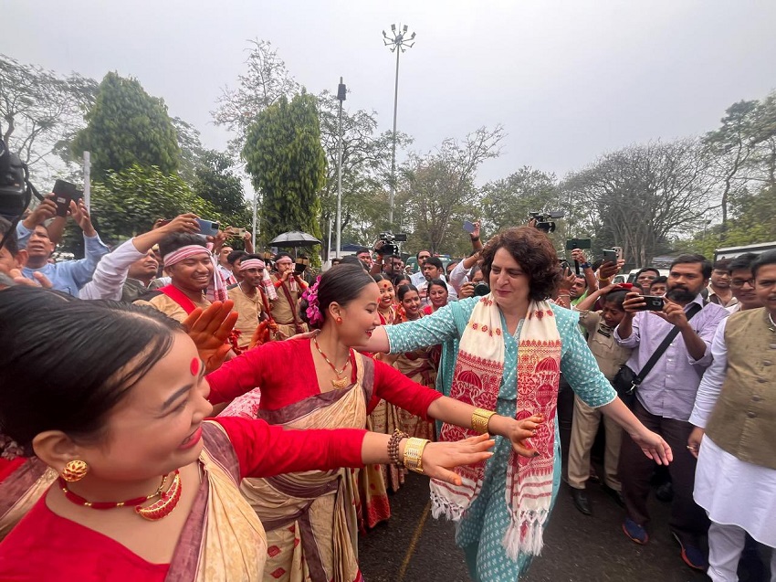 Assam Priyanka Gandhi Reaches Jorhat To Campaign For Gaurav Gogoi